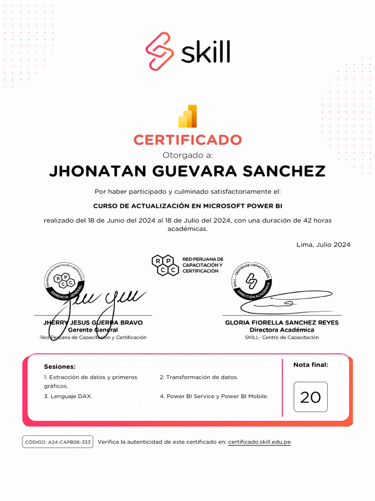 certificado-actualizacion-en-microsoft-power-bi | PDF