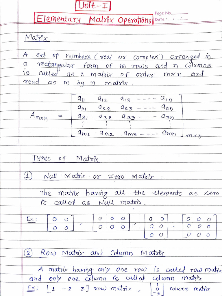 MATH LA - UNIT-I - Notes | PDF
