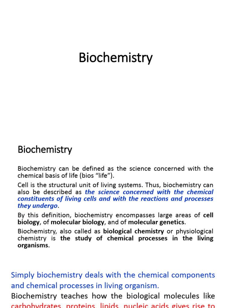Biochemistry Introduction | PDF