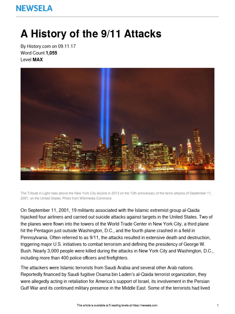 9-11 Newsela Article Cpa | PDF