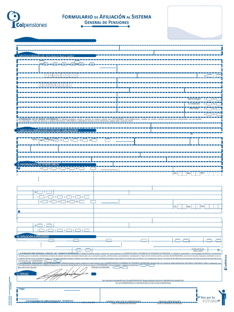 Formulario de Afiliacion Al Sistema General de Pensiones | PDF