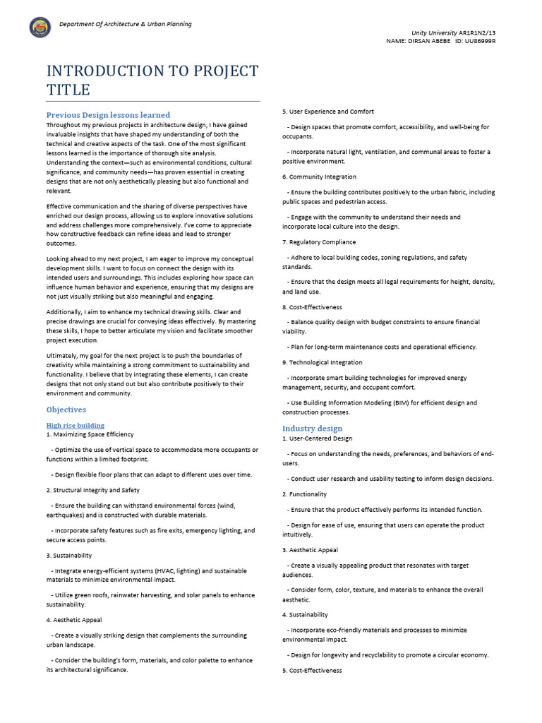 Introduction To Project Title | PDF