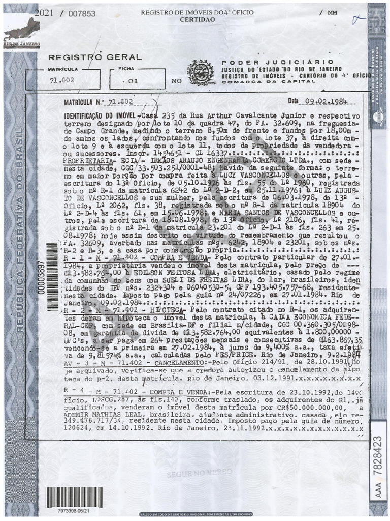 Matriz RG Antigo RJ | PDF