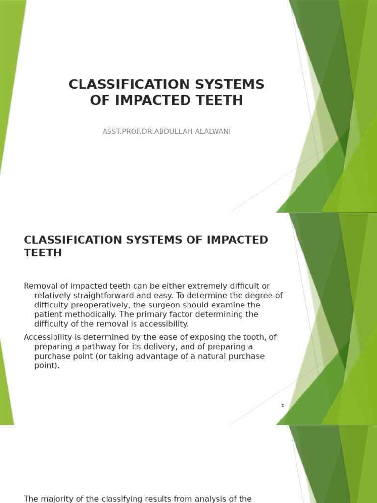 Classification Systems of Impacted Teeth | PDF