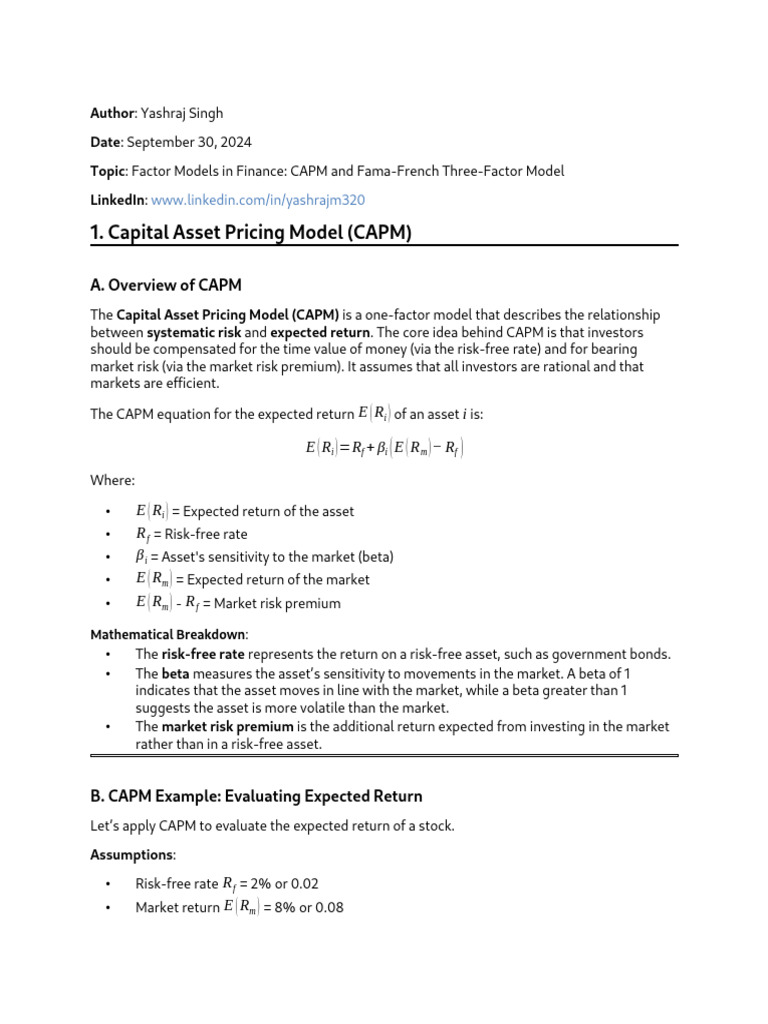 Factor Models in Finance | PDF