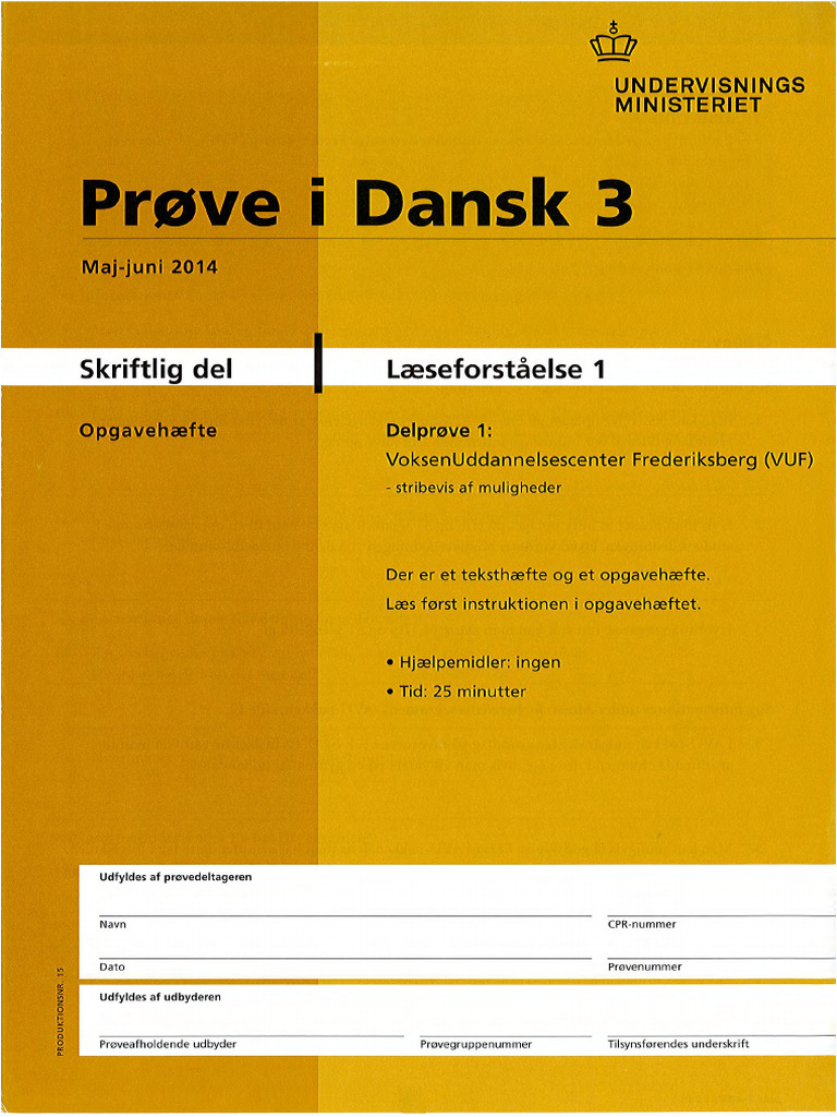 Maj 2014 Laes 1 Opgave | PDF