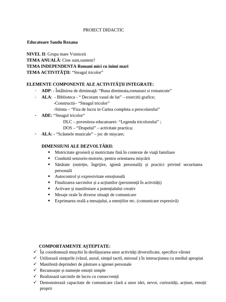 PROIECT INTEGRAT Model | PDF