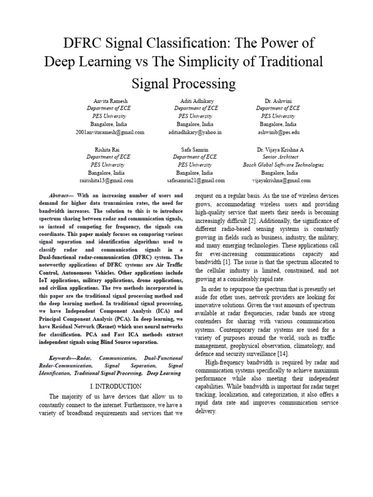 DFRC Signal Classification - The Power of Deep Learning Vs The ...