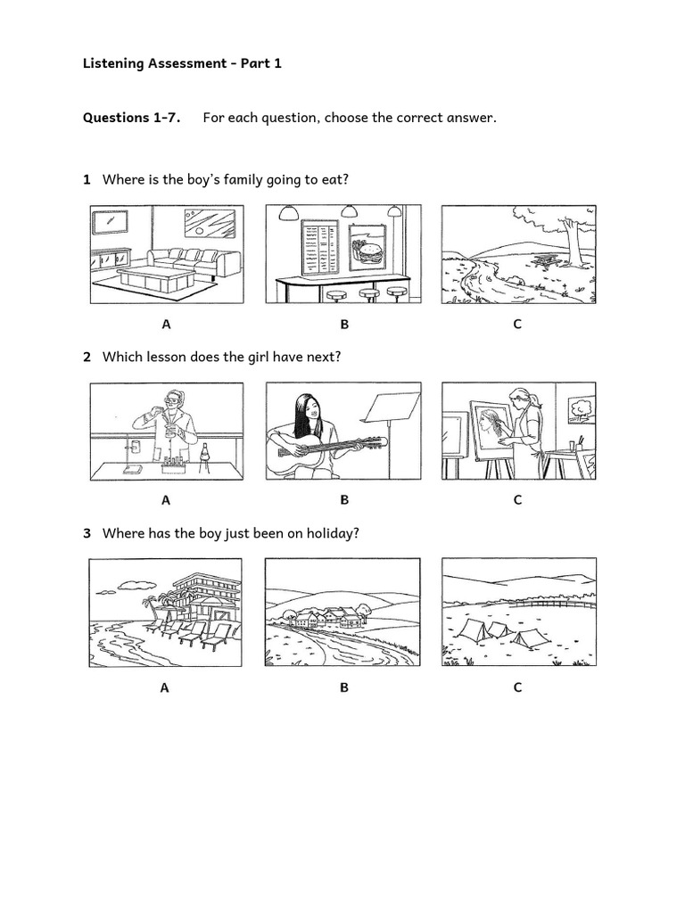 Listening Assessment - Sarah's Class | PDF