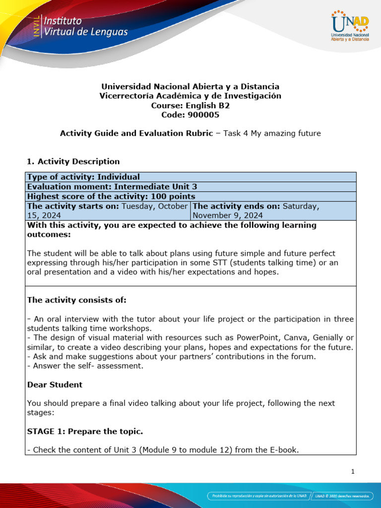 Activity Guide and Evaluation Rubric - Unit 3 - Task 4 - My Amazing ...