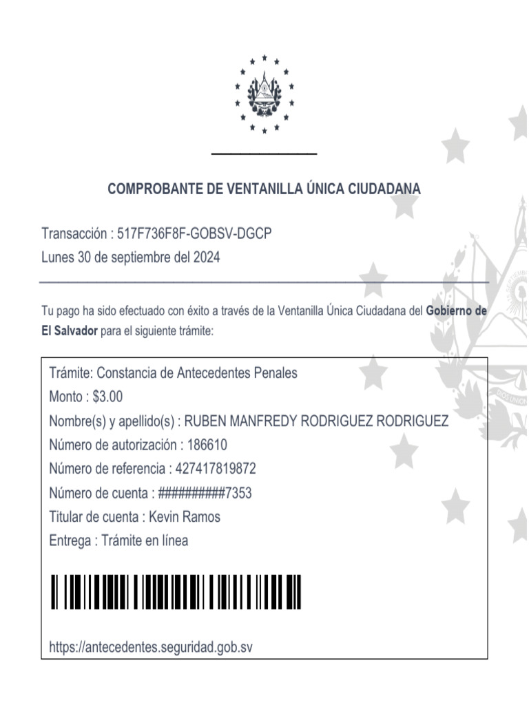 Comprobante de Ventanilla Única Ciudadana | PDF