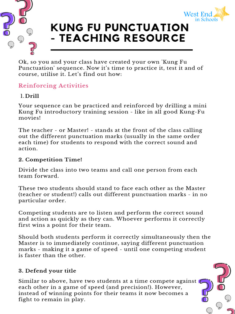 Kung Fu Punctuation Resource | PDF