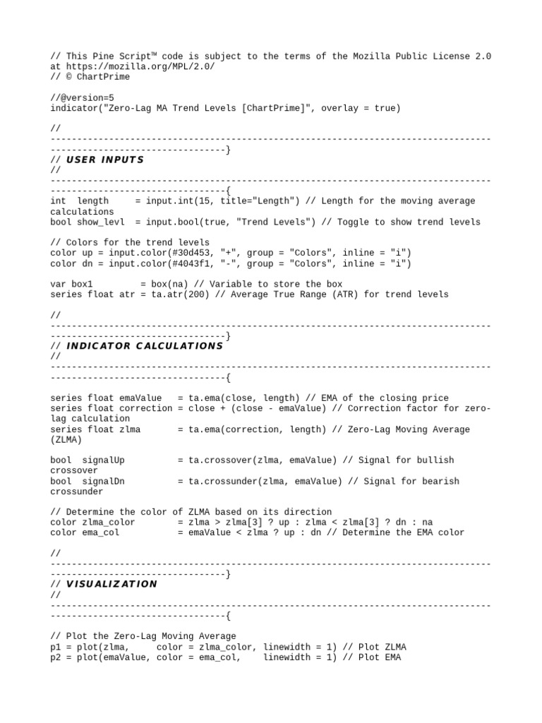 Zero Lag Ma Trend Levels | PDF