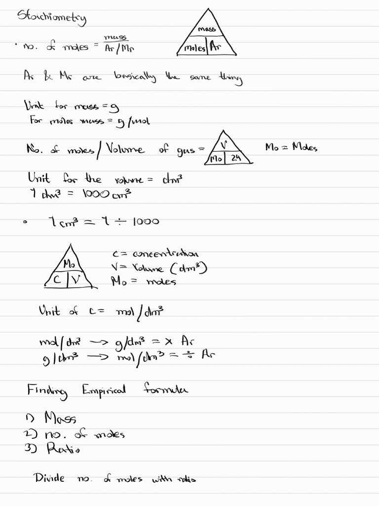 Stoichiometry Notes | PDF