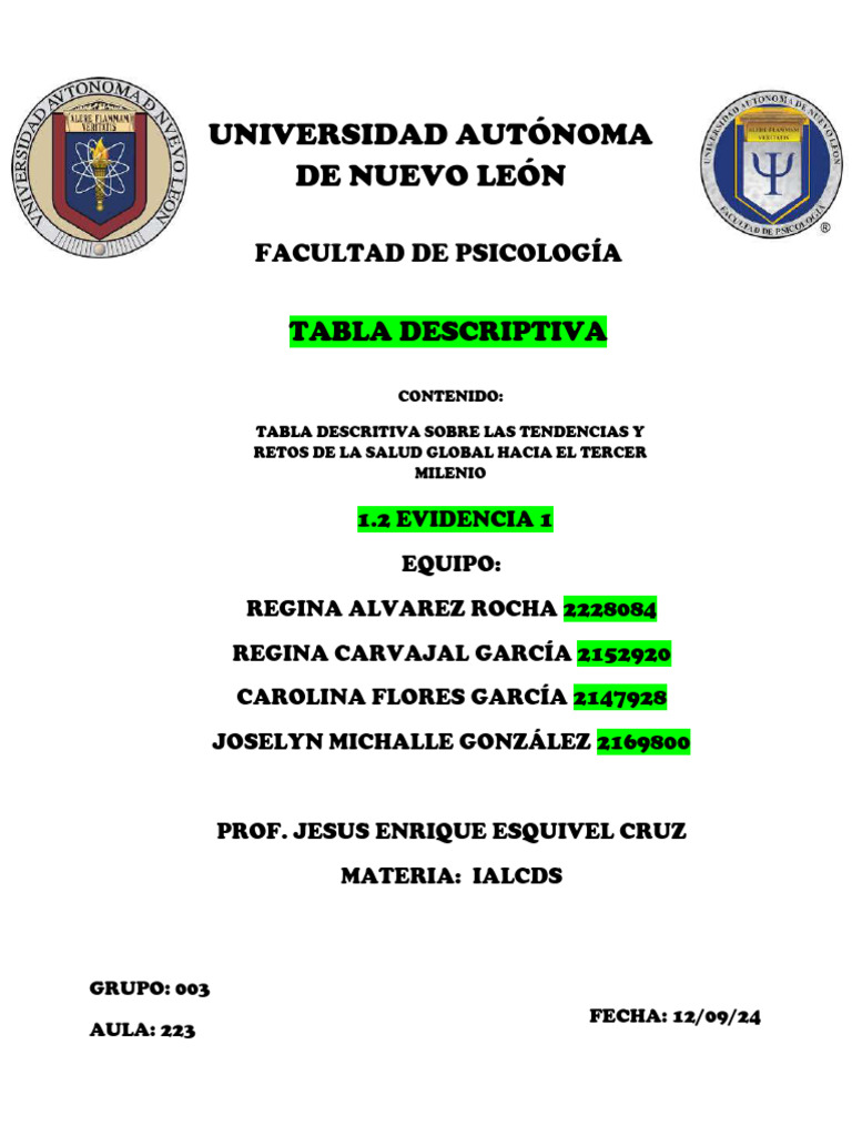 1.2 Evidencia 1 Tabla Descriptiva | PDF