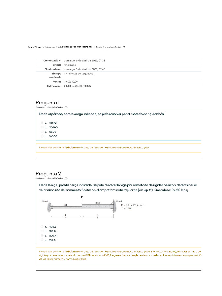 Actividad Virtual N°2 - Revisión de Intentos | PDF