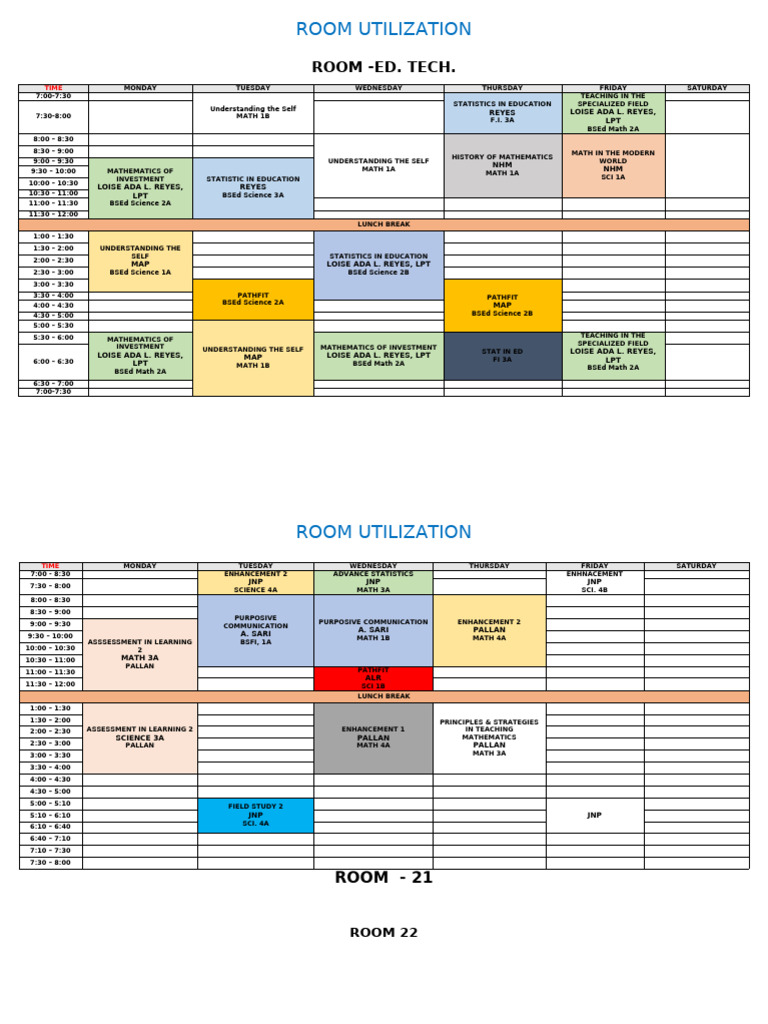 Room Utilization | PDF