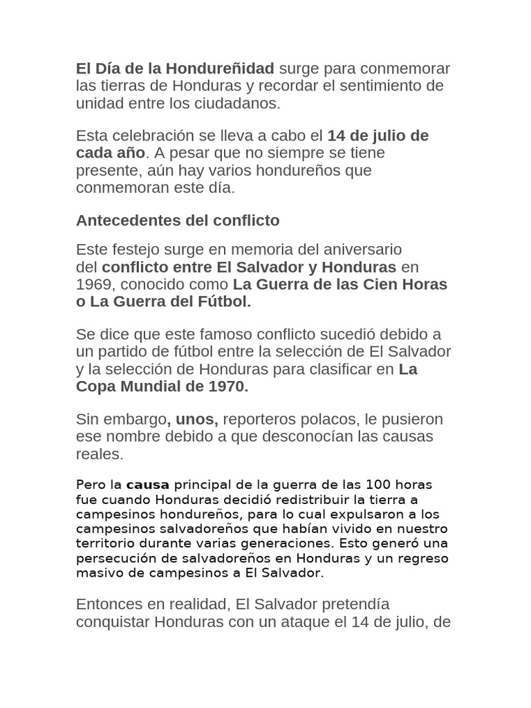 El Día de La Hondureñidad | PDF