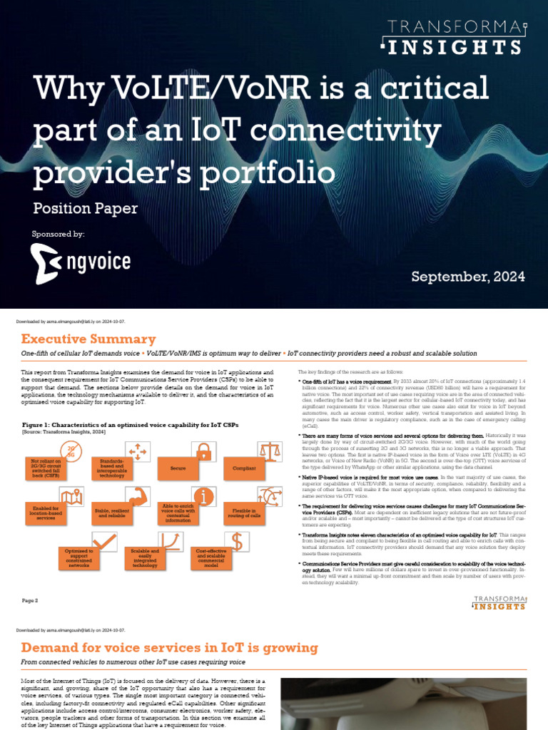 Transforma Insights - Why VoLTE - VoNR Is A Critical Part of An IoT Connectivity Provider's ...