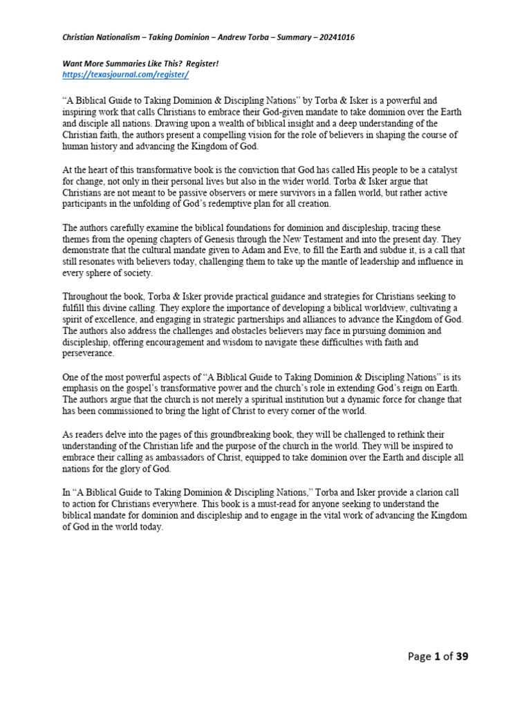 Christian Dominion & Discipleship | PDF | Jesus | Religion & Spirituality