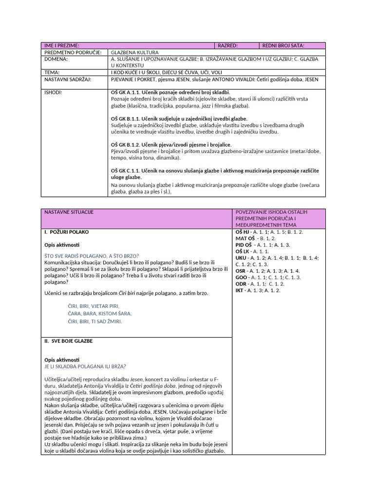 Cetiri Godisnja Doba - Jesen 0 | PDF