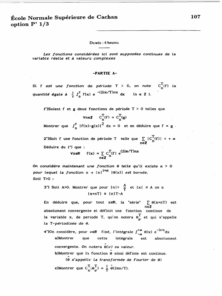 ÉNS Paris-Saclay 1993 PC Mathématiques Eb | PDF