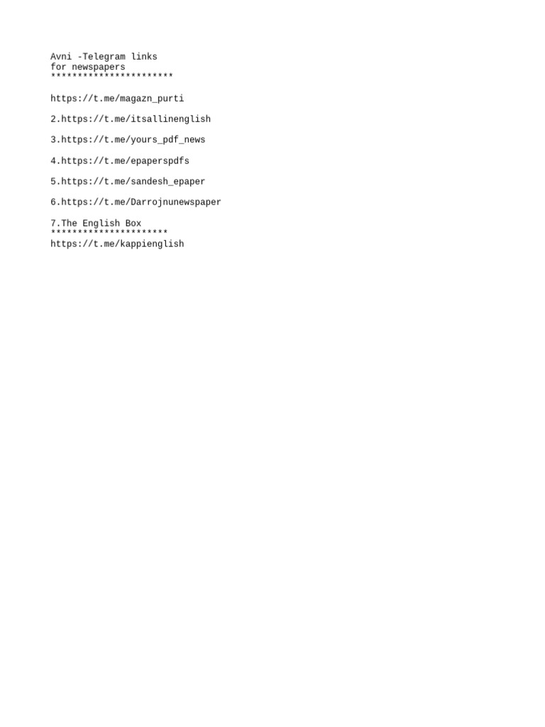 Avni Telegram Links | PDF