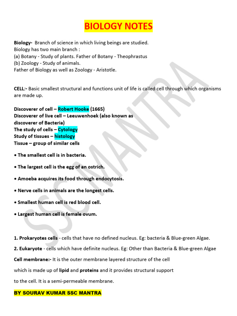 Biology Notes | PDF