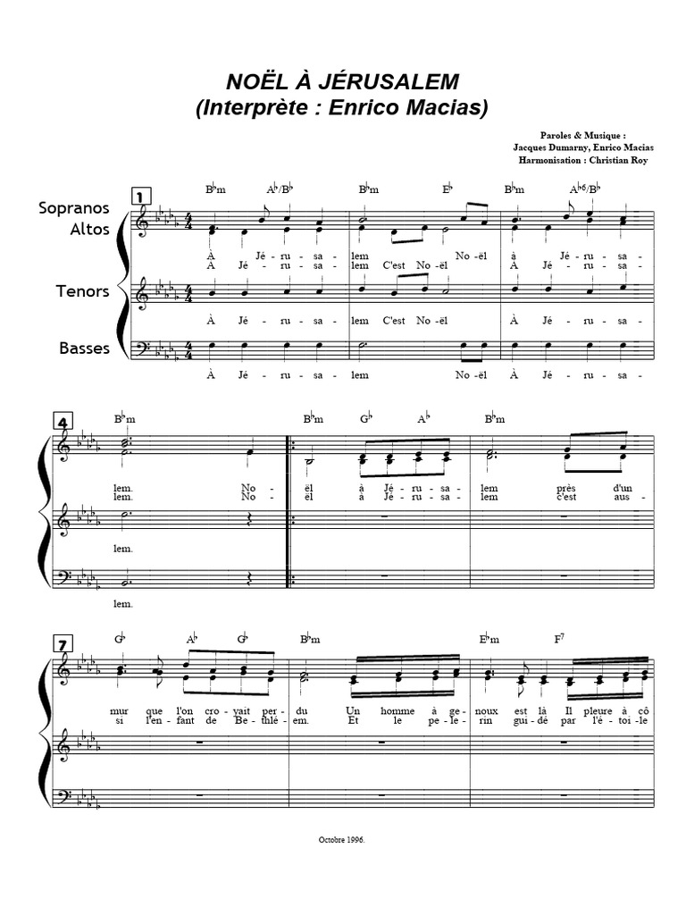 Noël À Jérusalem (Interprète: Enrico Macias) : Sopranos Altos | PDF