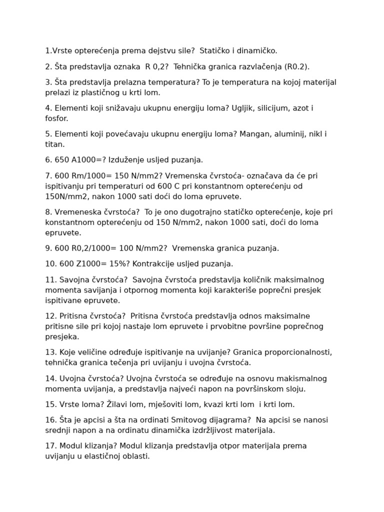 ISPITIVANJE.MATERIJALA..PITANJA | PDF