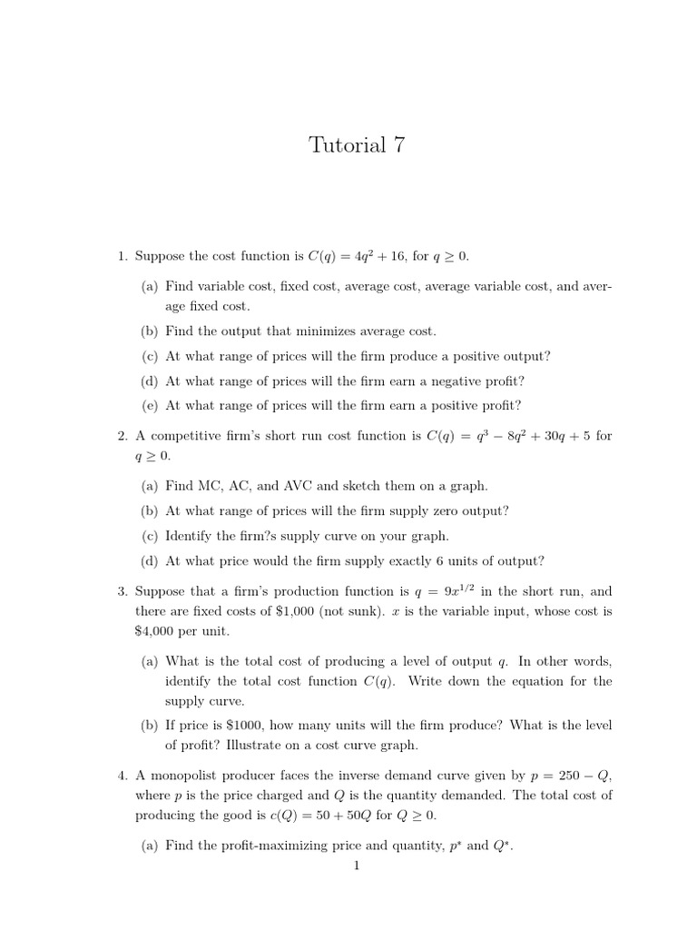Tutorial 7 | PDF