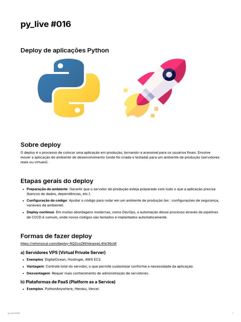 Deploy de Apps Python Py Live 016 | PDF