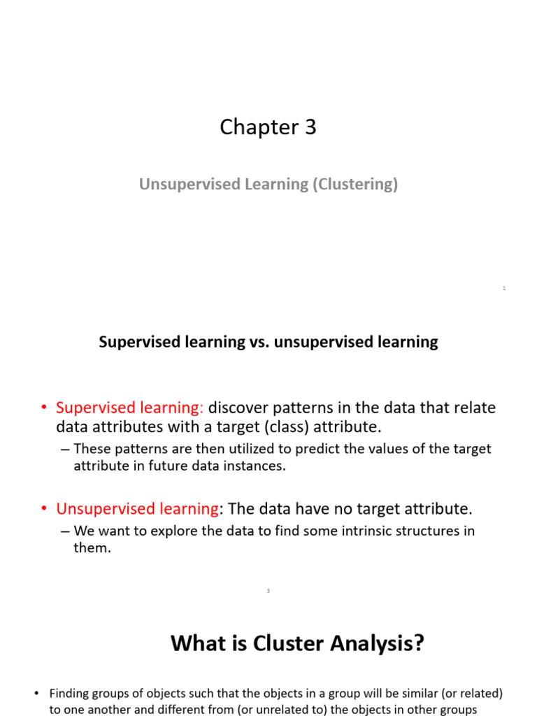 Chapter 3 Unsupervised Learning | PDF | Cluster Analysis | Teaching Methods & Materials