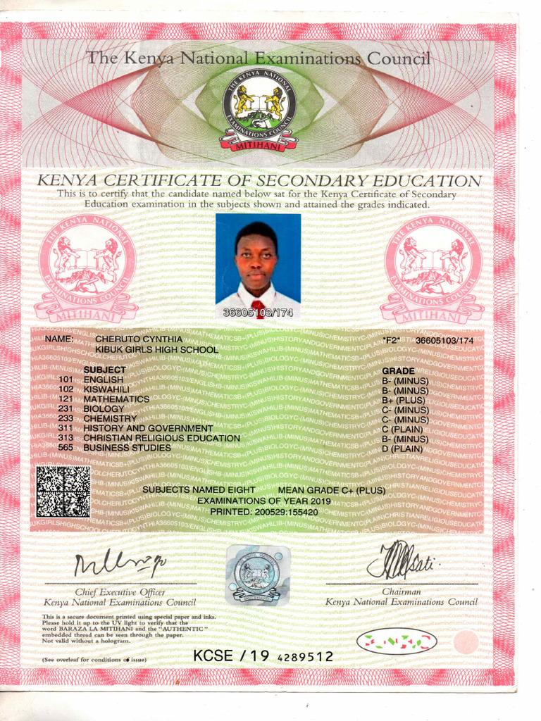 Cheruto KCSE Cert | PDF