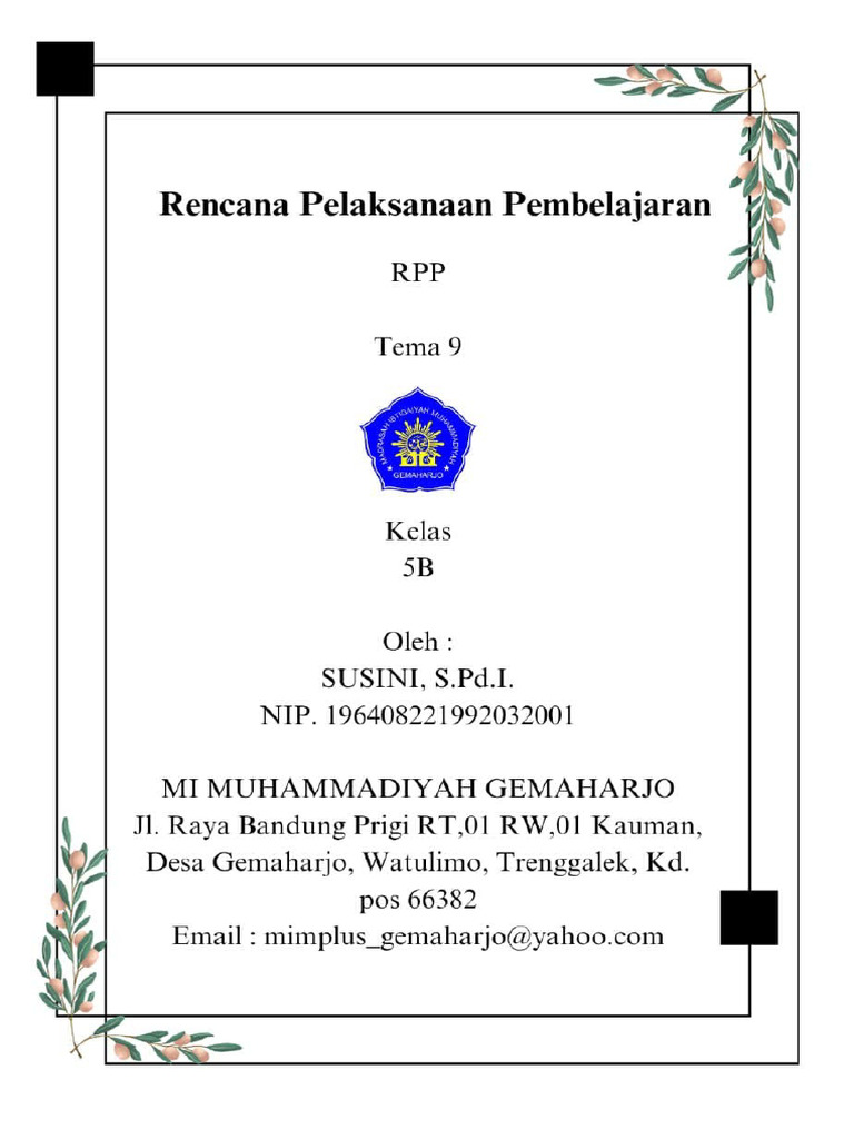 RPP Kelas 5 Tema 9 | PDF