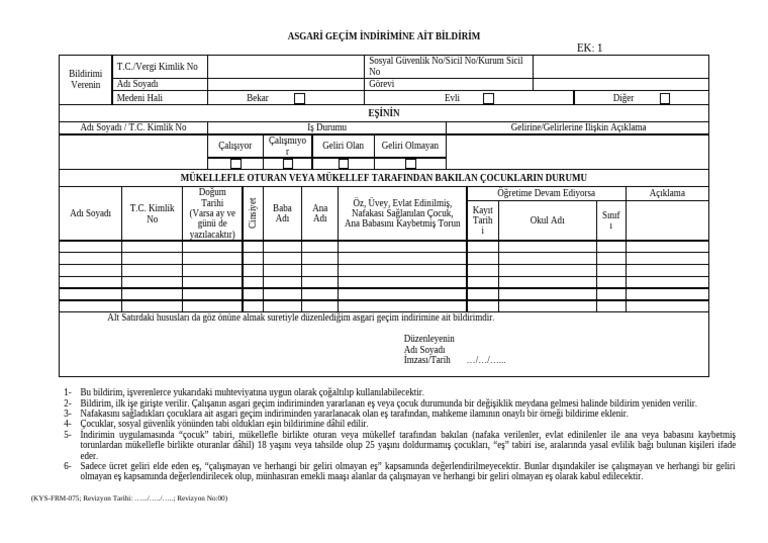 KYS-FRM-075 Aile Durumu Bildirimi Formu | PDF