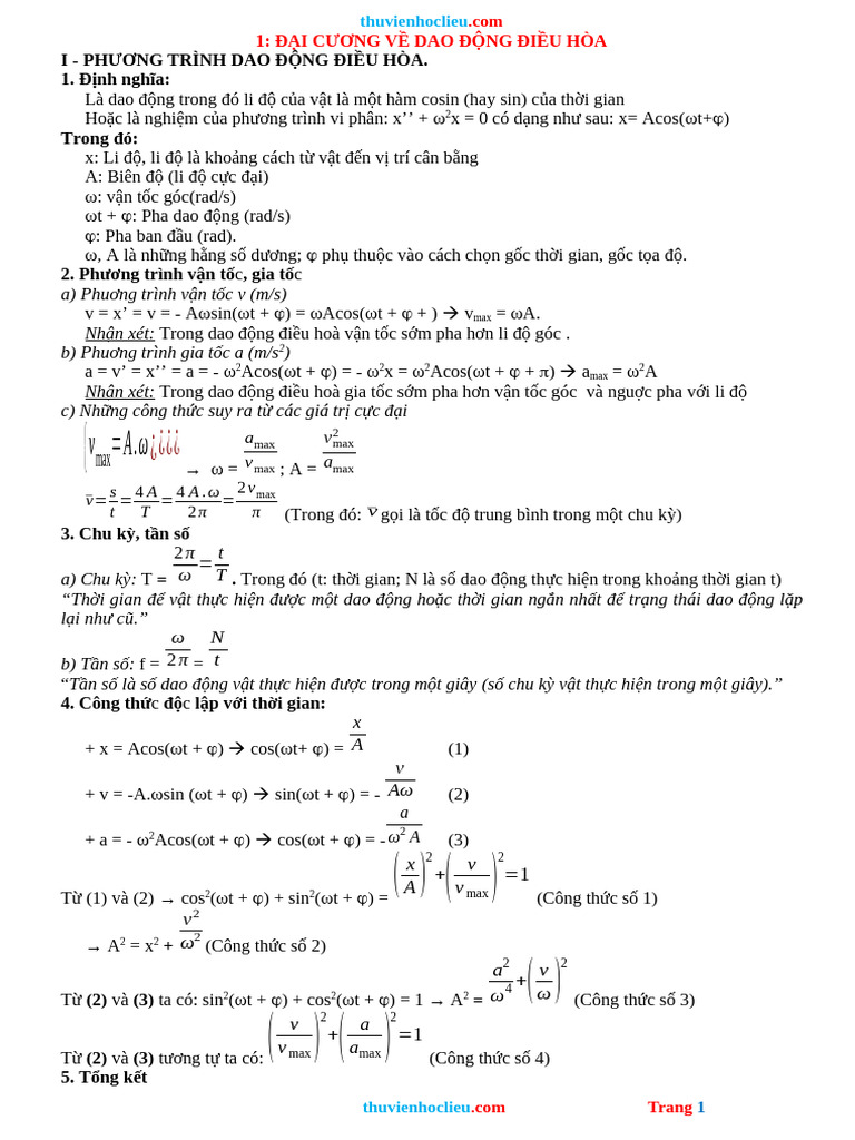 PP Giai Dai Cuong Ve Dao Dong Dieu Hoa | PDF