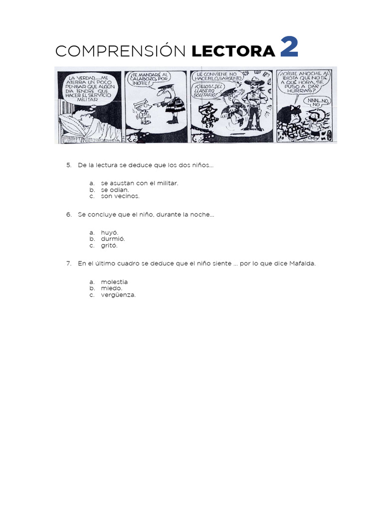 Comprensión Lectora Segundo Ciclo Ficha 2 | PDF