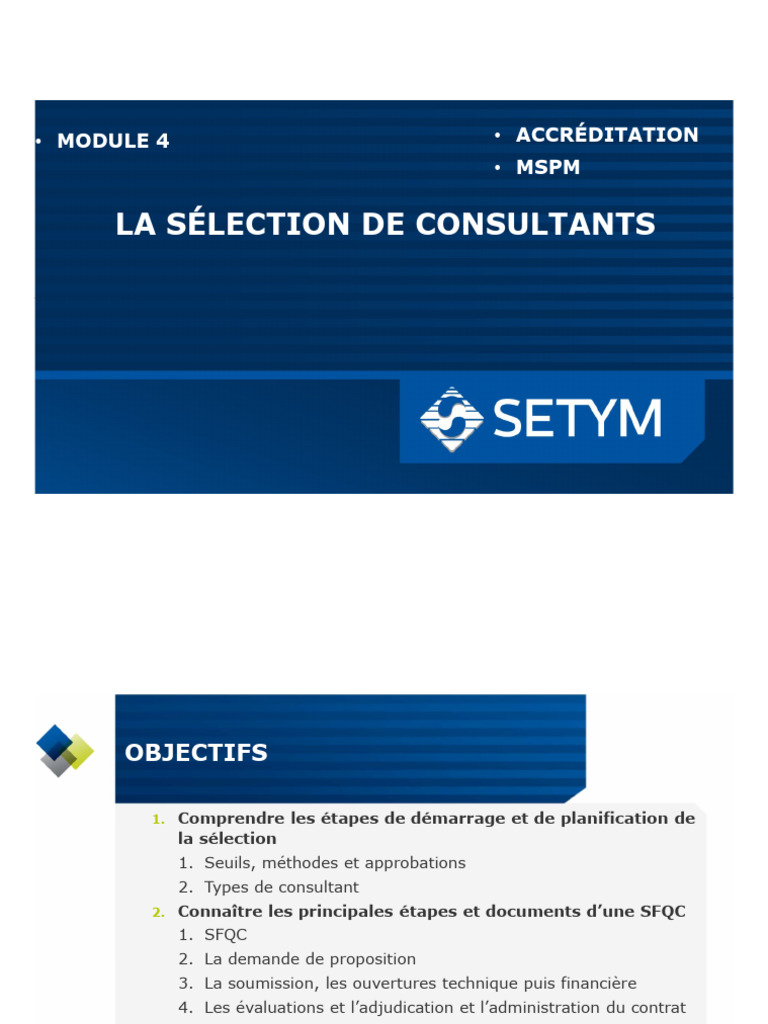 Module 4a - Sélection de Consultants | PDF