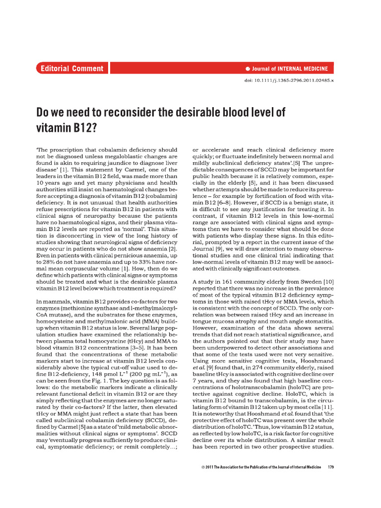 Smith 2011. Reconsiderando niveles de B12 | PDF