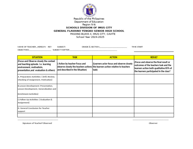 Star Observation Form | PDF