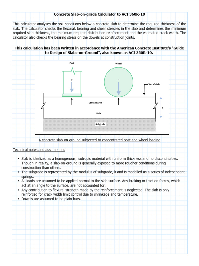 Concrete Slab-On-Grade Calculator To ACI 360R-10 | PDF | Strength Of Materials | Teaching ...