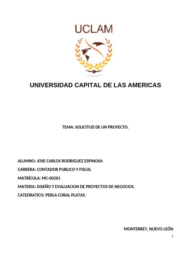 SOLICITUD DE PROYECTO | PDF