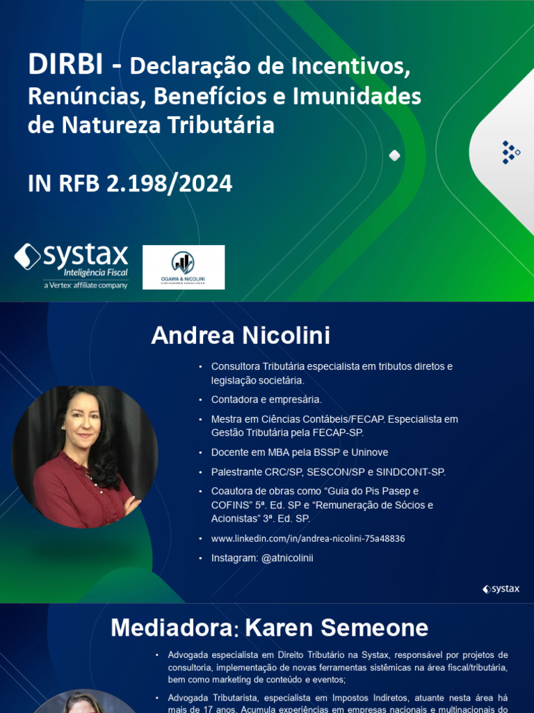 Apresentacao Webinar DIRBI Declaracao Sobre Beneficios Fiscais - 270624 ...