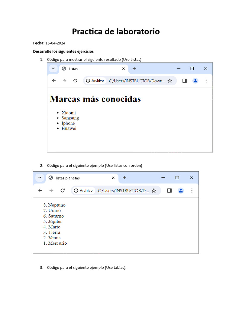 Practica de Laboratorio HTML5!15!04-2024 | PDF