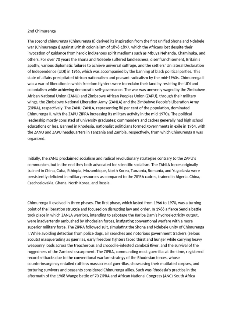 2nd Chimurenga | PDF | Rhodesia | Zimbabwe