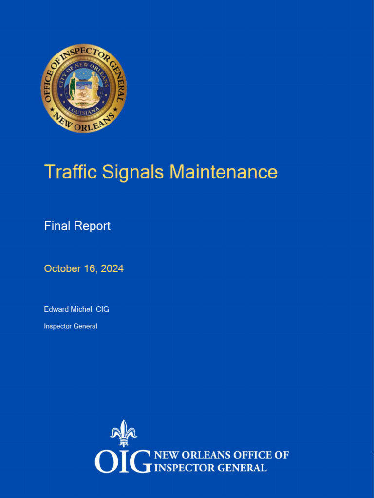 Traffic Signals Maintenance Final Report | PDF | Traffic | Asset Management
