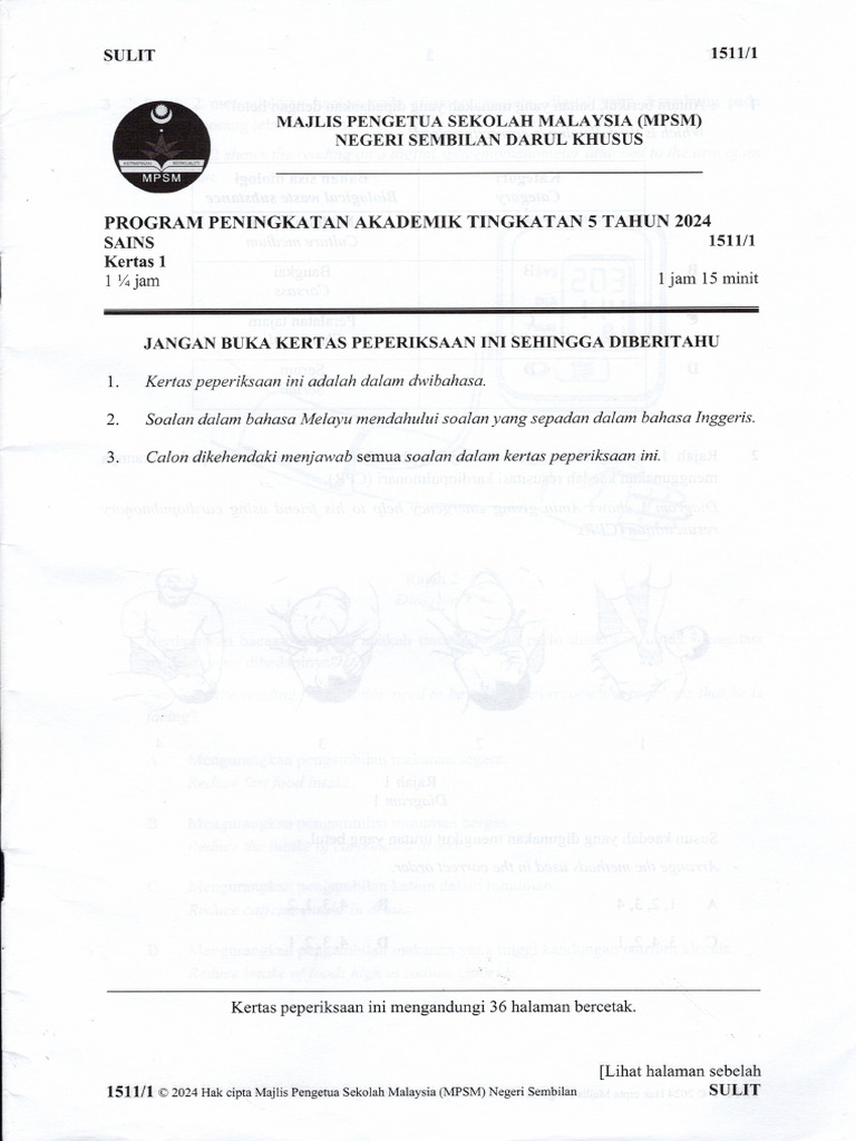 Kertas 1 Trial Sains n9 2024 | PDF
