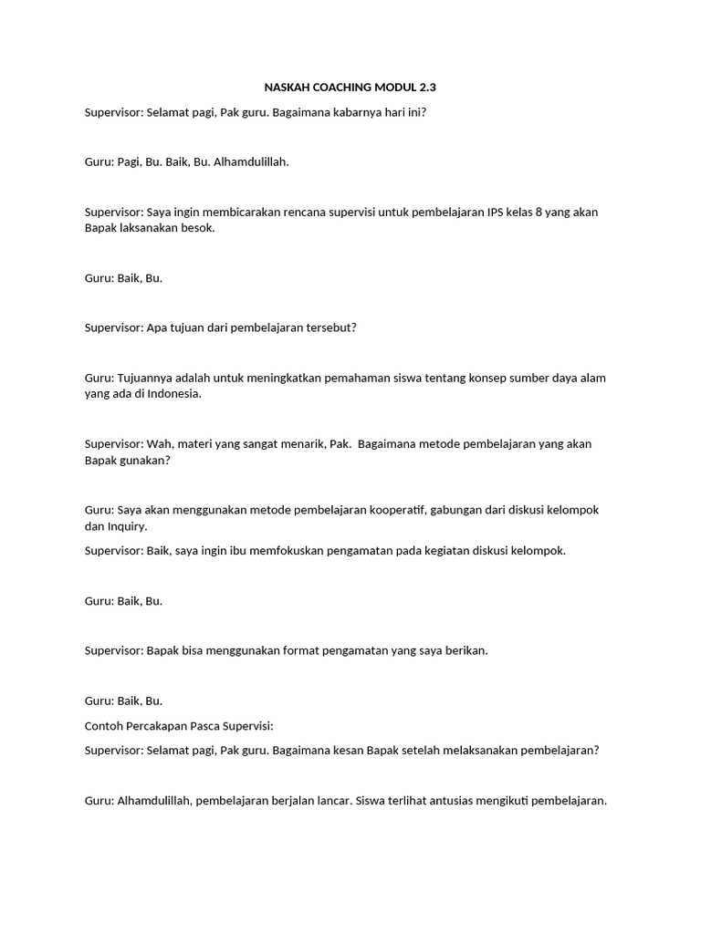 NASKAH COACHING MODUL 2 | PDF