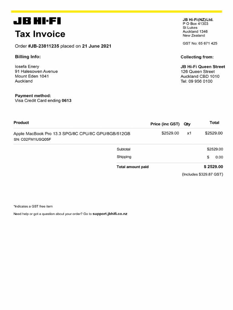 Macbook Receipt | PDF